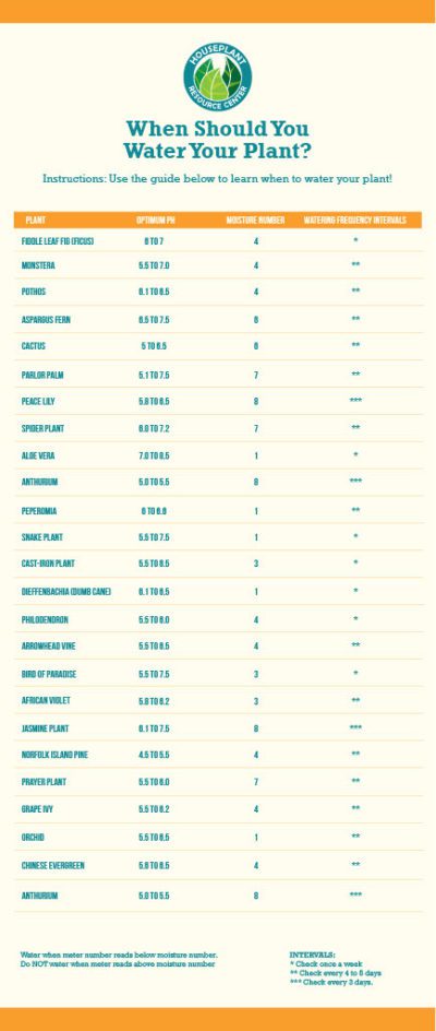 Moisture Meter Chart | Houseplant Resource Center
